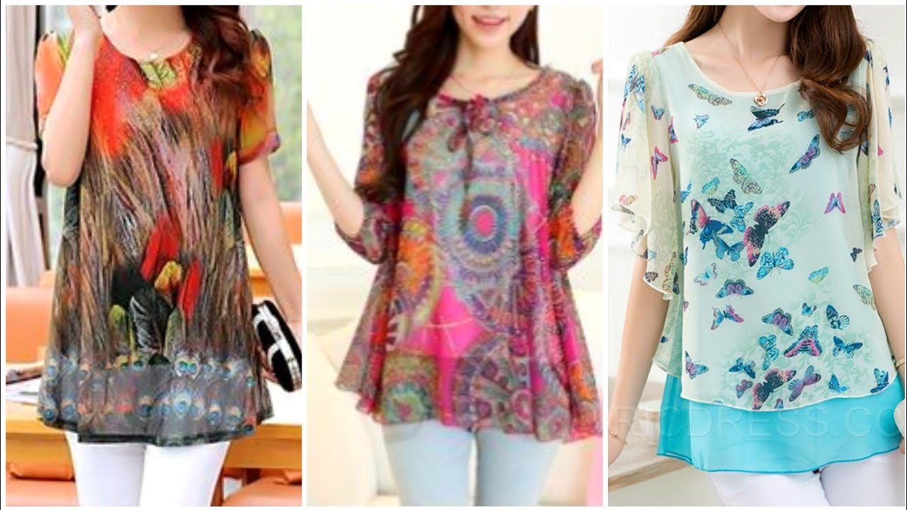 50+ Fascinating Multi Color Chiffon Top And Blouse Designs collection ...
