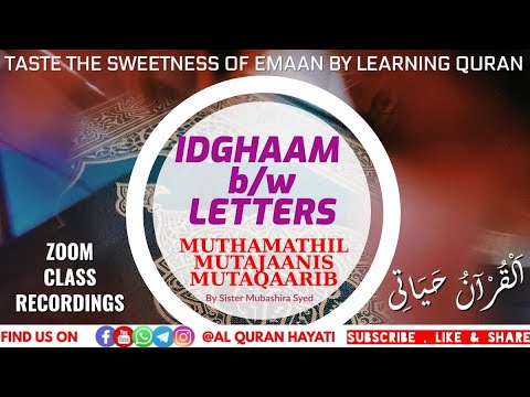 Idghaam Sawgheer Between letters : IDGHAAM - Muthamathil, Mutajanis ...