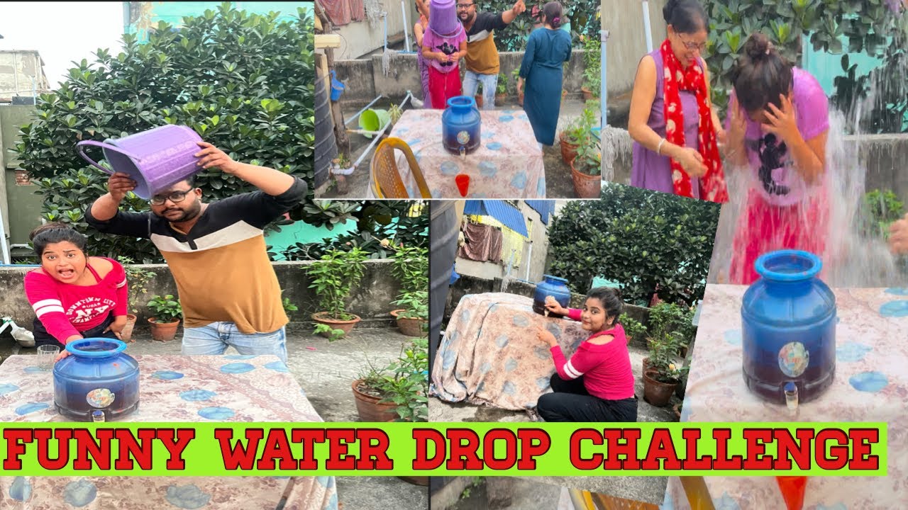 Funny Water Drop Challenge| trending tiktok funny challenge with family ...