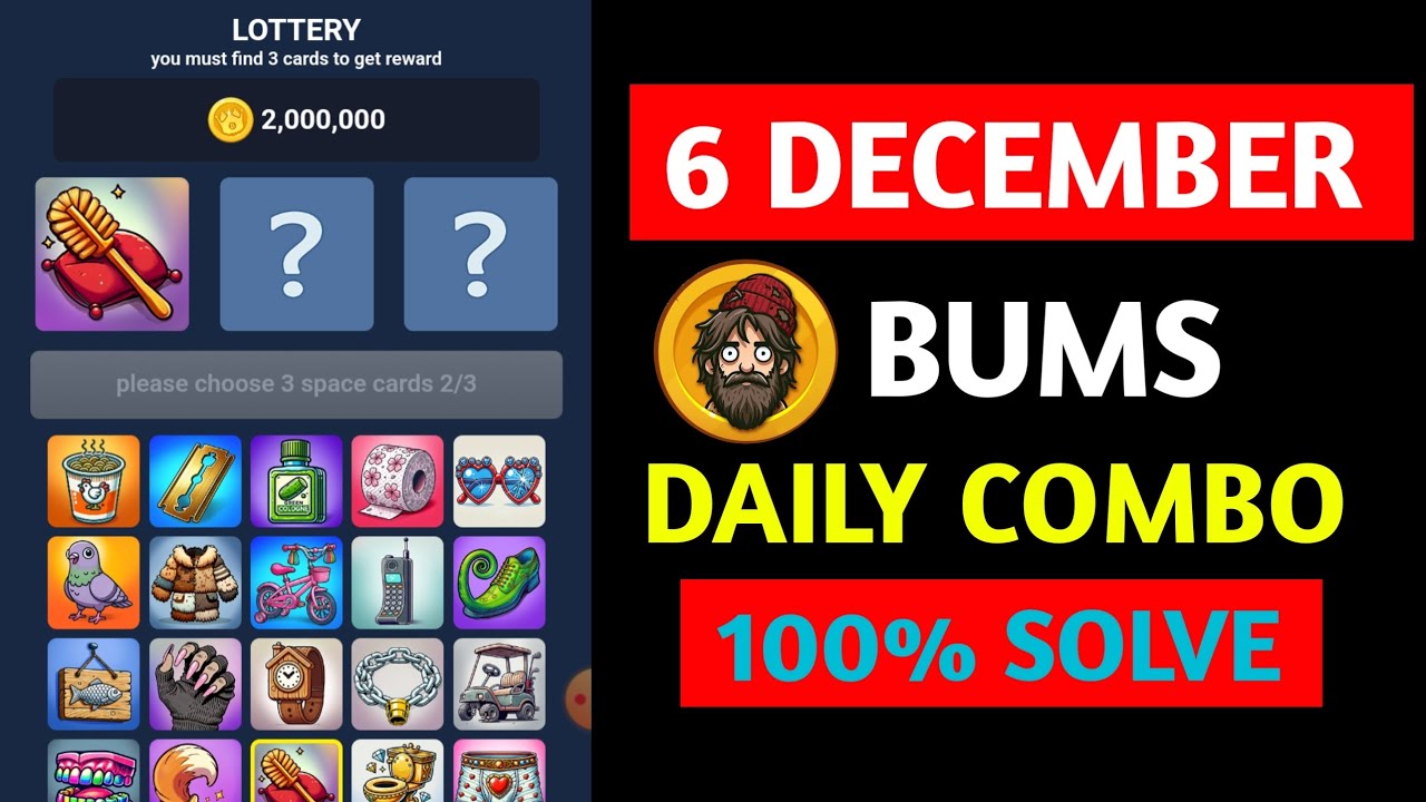 Bums Daily lottery cards 6 December | Bums Today Daily Combo Cards ...