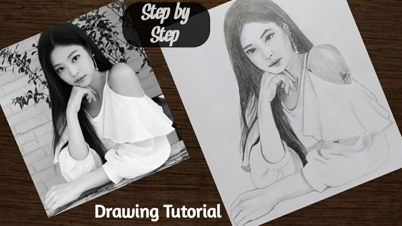 Drawing Jennie Blackpink 🖤 | How to draw Blackpink Jennie step by step ...