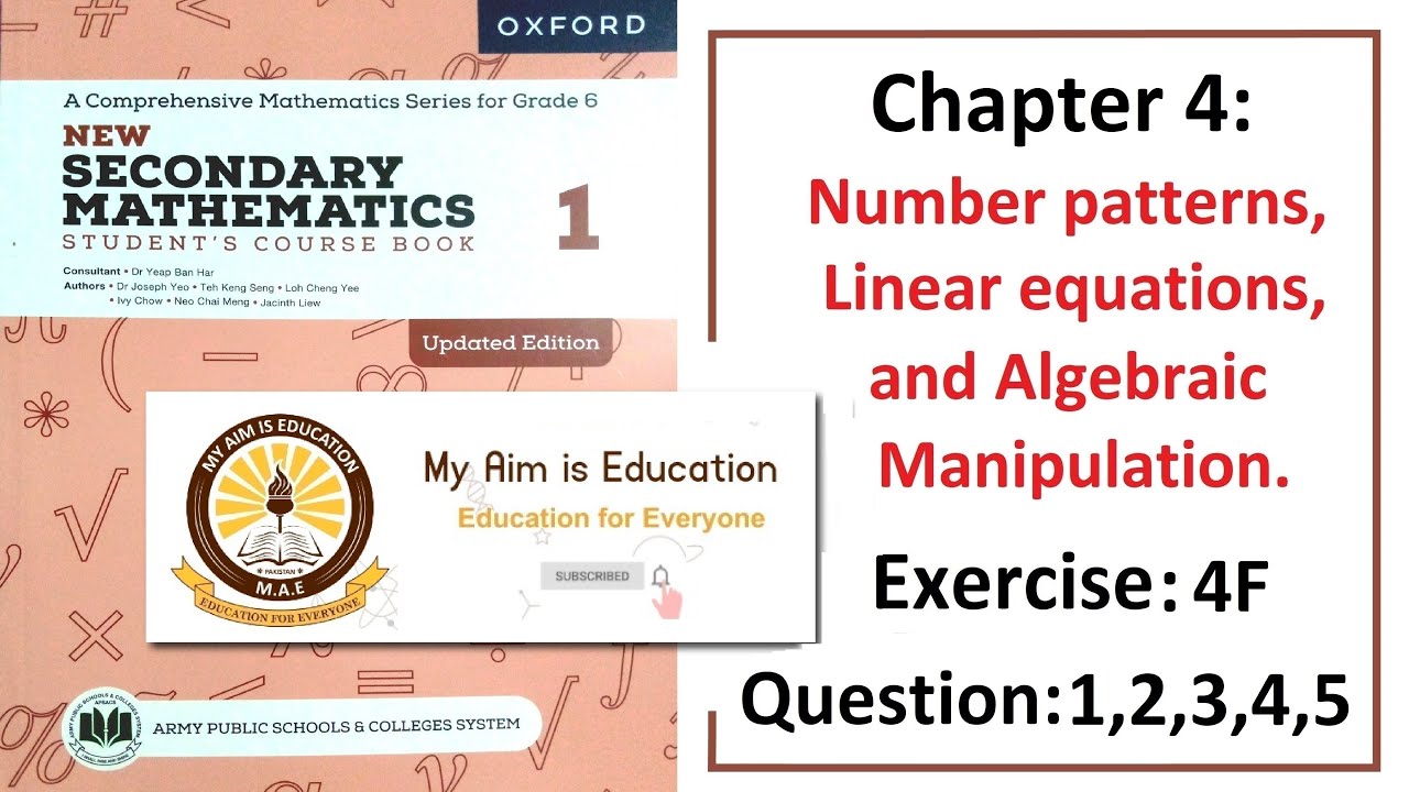 Exercise 4F Questions 1, 2, 3, 4 & 5 (Word Problems) – Math Class 6 ...