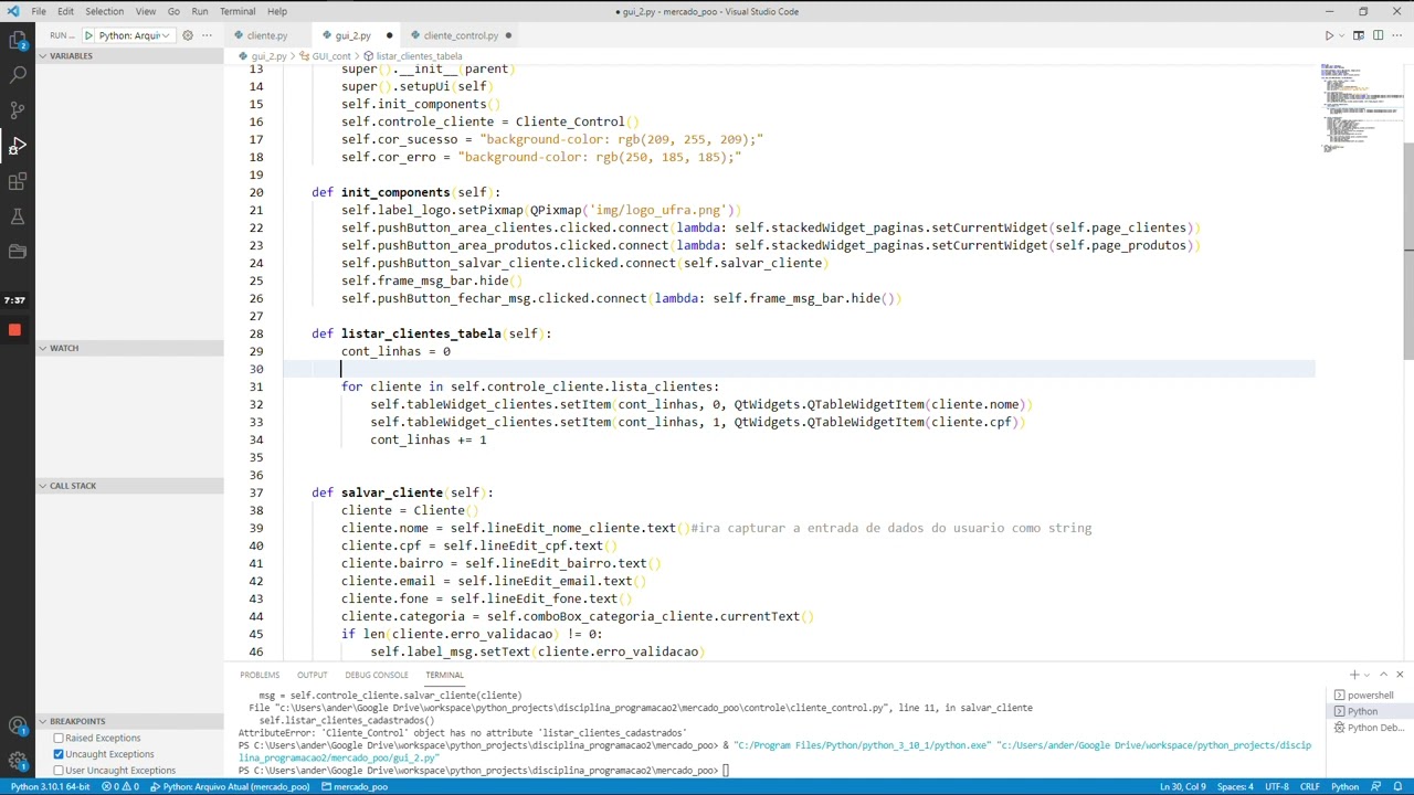 PyQt6: preenchendo a tabela (QTableWidget) de clientes - YouTube