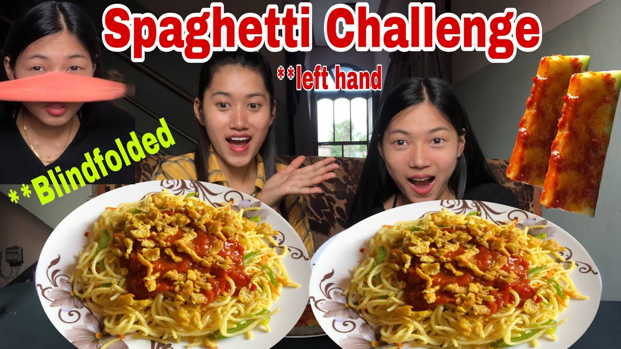 BLINDFOLD SPAGHETTI CHALLENGE😮😮|| **LEFT HAND CHALLENGE || **CHILLY ...