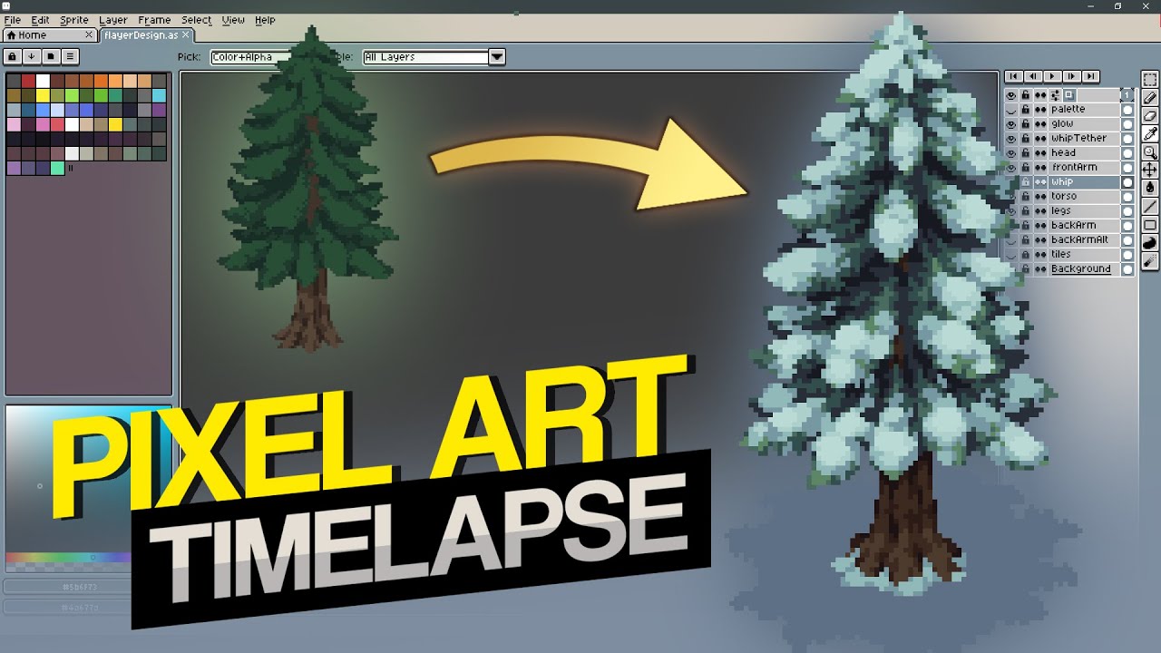 Pixel Art Timelapse: Pine Tree (The Iron Oath) - YouTube