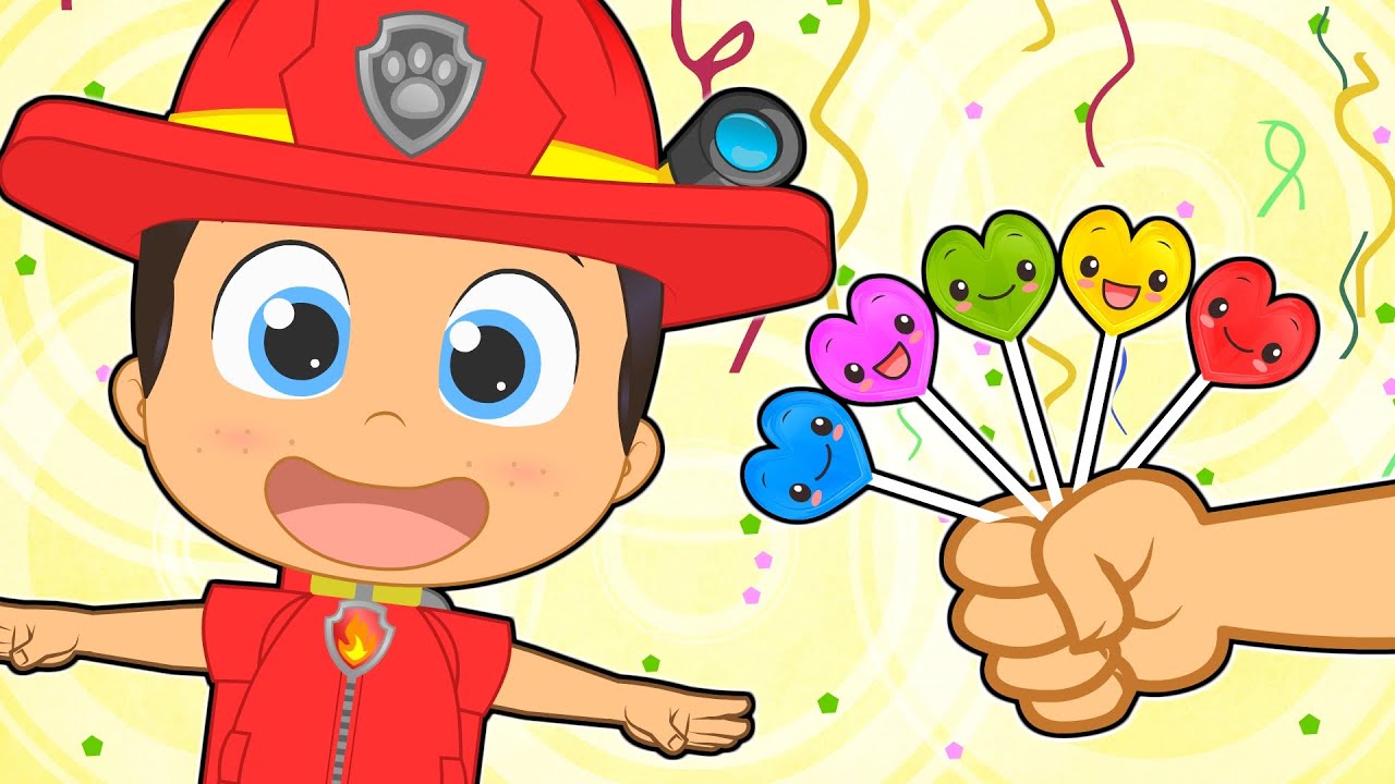 FINGER FAMILY SONG 🚒🍭 Baby Firefighter and heart lollipops - YouTube