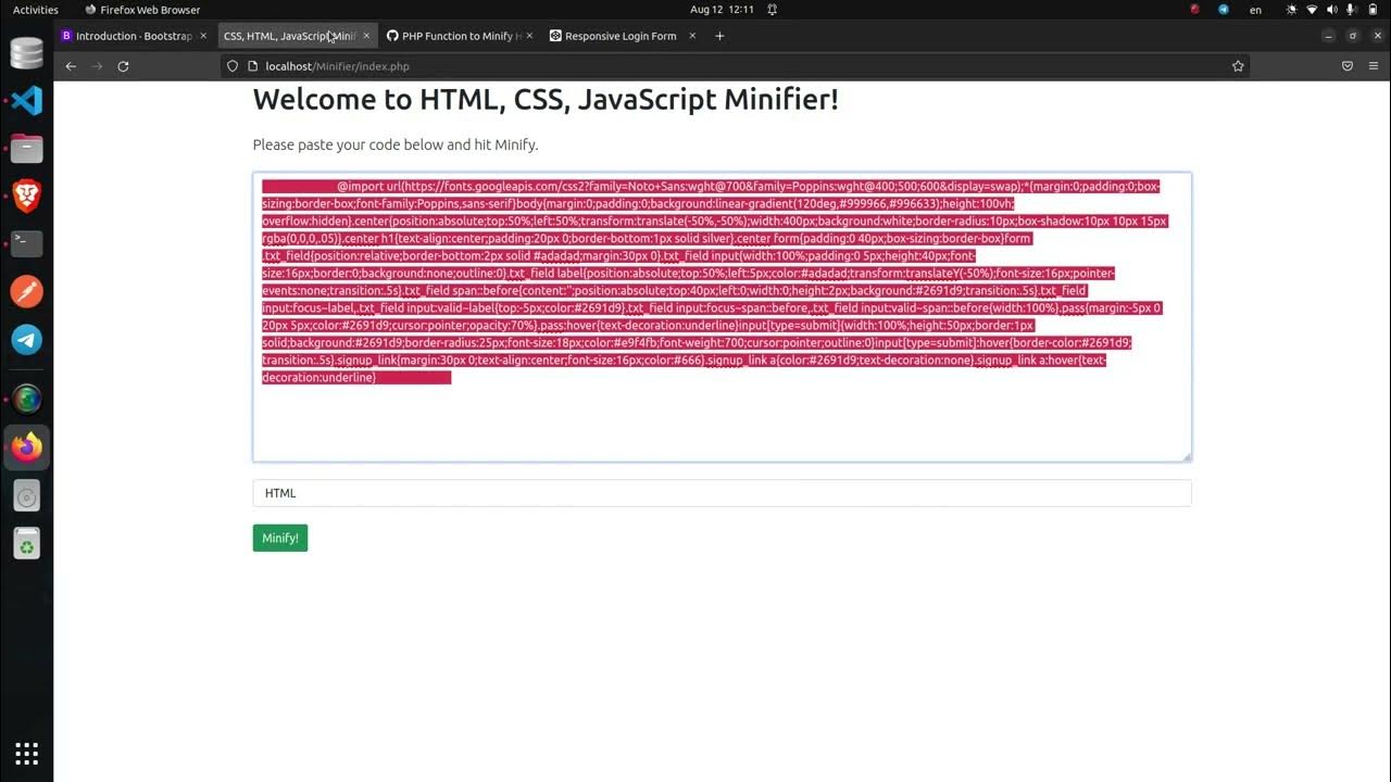 PHP | Simple CSS + HTML + JavaScript Minifier - YouTube