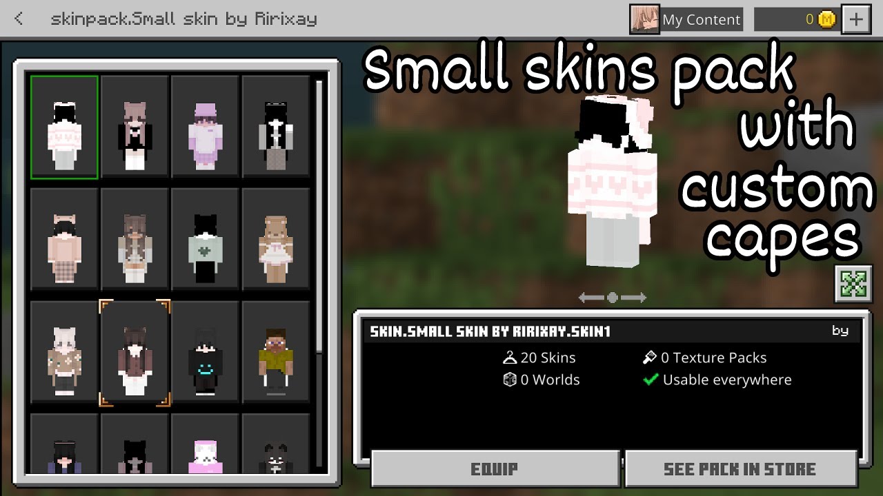 20 Small skins pack with custom capes - YouTube