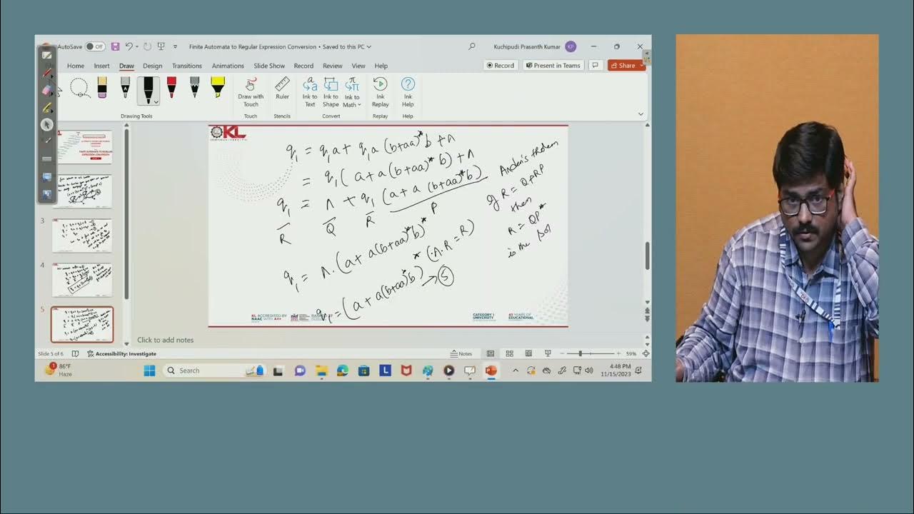 Finite Automata to Regular Expression Conversion Using Arden's Theorem - YouTube