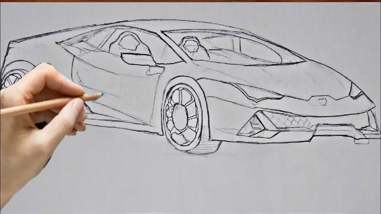 THE Lamborghini Drawing 🔥|| How To Draw A Sports Car | 🚗 Car Drawing ...
