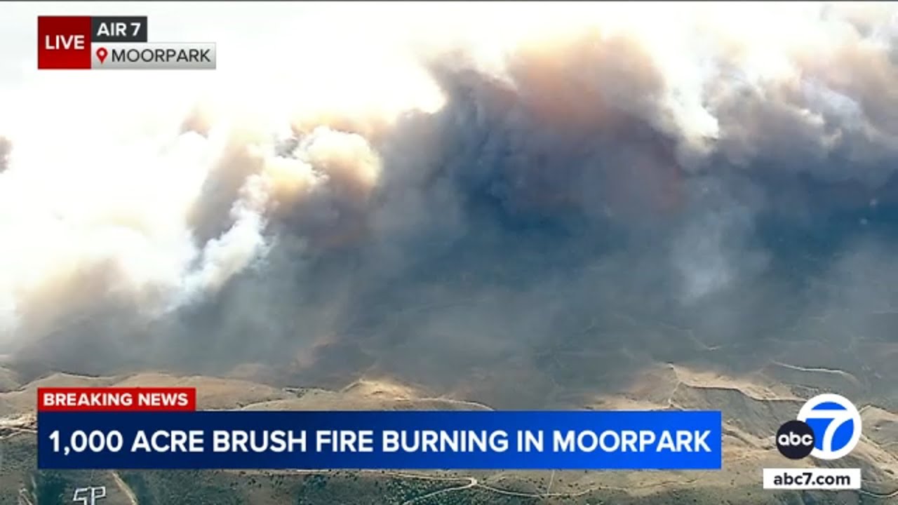 Several injured as fire burns at least 1,500 acres near Moorpark - YouTube