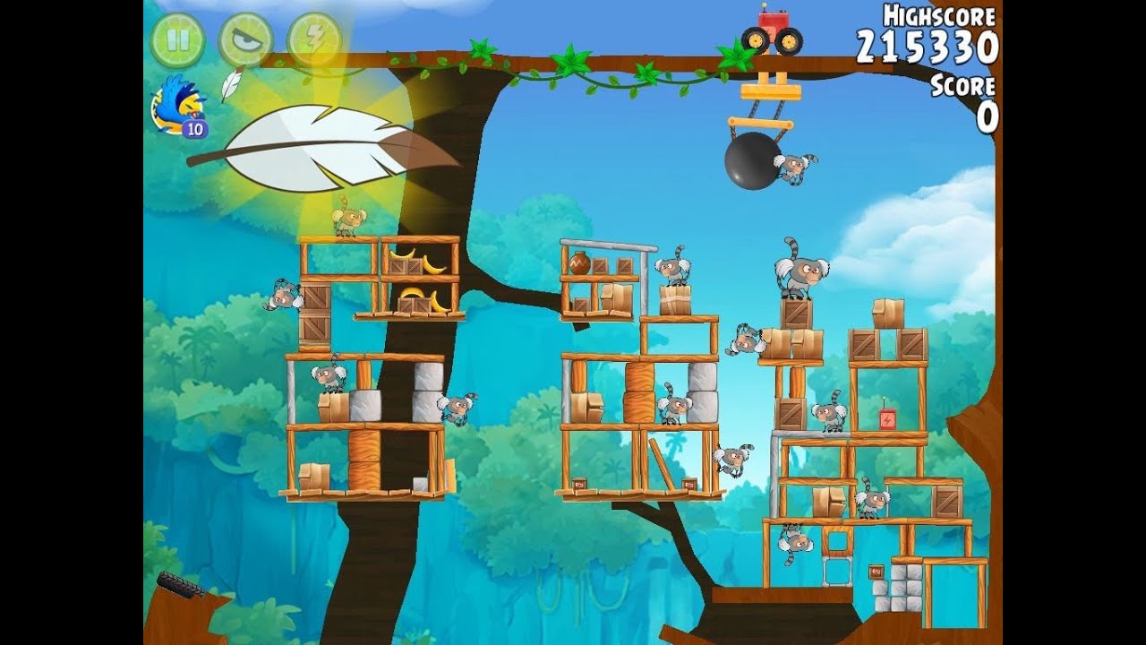 Angry Birds Rio Timber Tumble Level 14 Mighty Eagle Walkthrough - YouTube