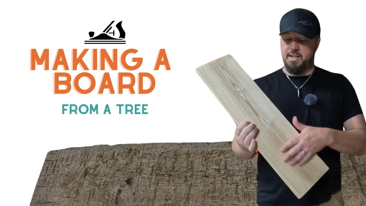 How to turn a tree into a board by hand. - YouTube