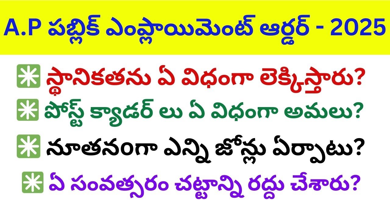 NEW AP PUBLIC EMPLOYMENT ORDER 2025 || 2025 AP PUBLIC EMPLOYMENT ORDER ...