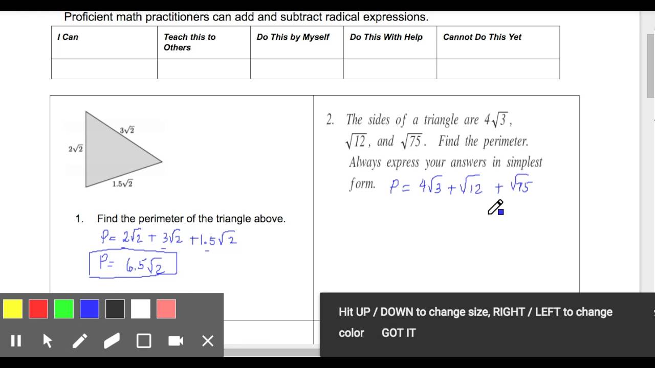 Perimeter of triangle - side lengths are radicals - Edited - YouTube