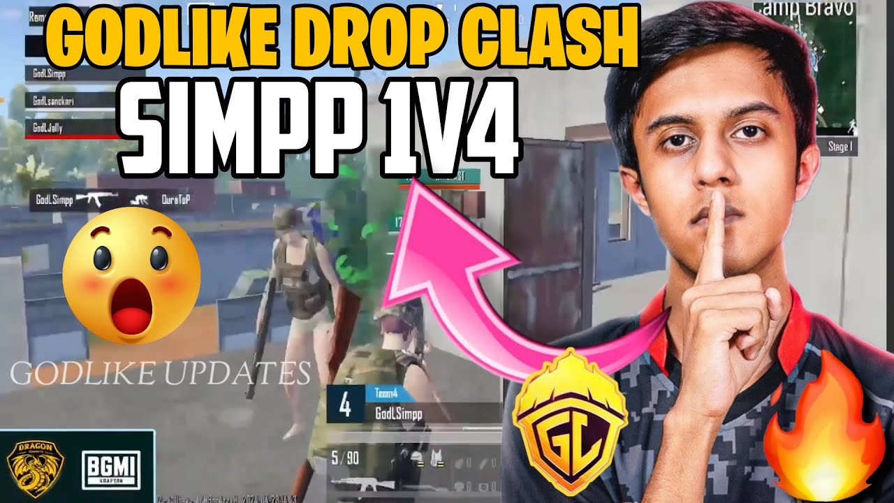 GODLIKE DROP CLASH😲SIMPP 1V4🔥#dilsegodlike #jonathan #godlike # ...