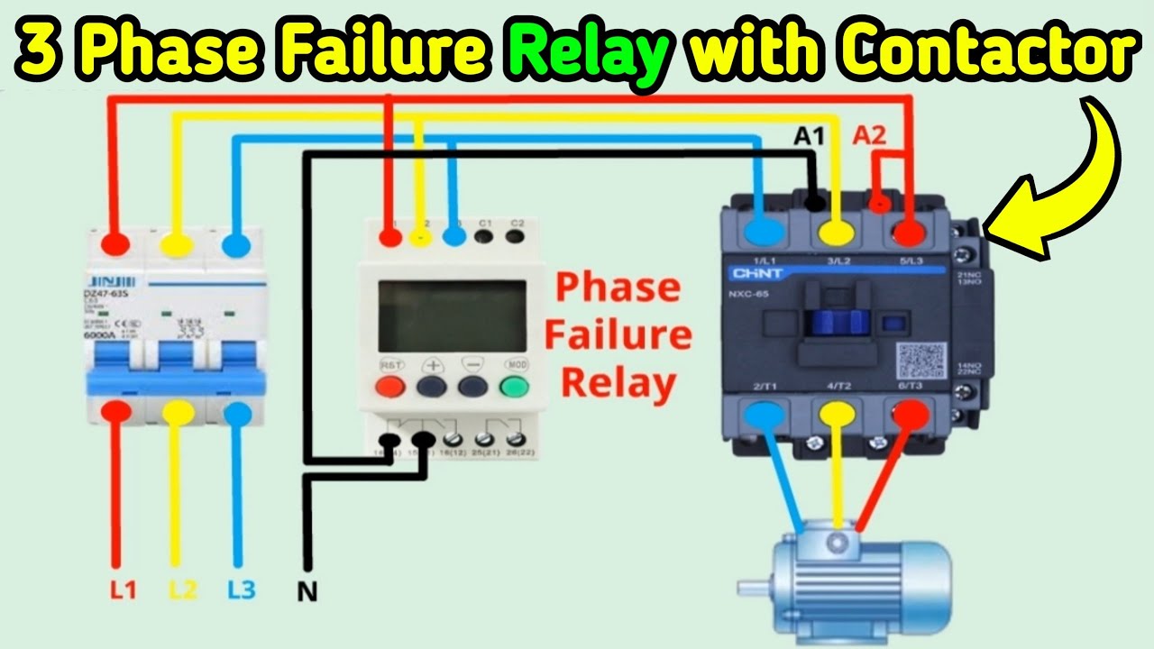 3 Phase Failure Relay Connection With Contactor 3 Phase Monitoring 3-phase-failure-relay-connection-with-contactor-3-phase-monitoring