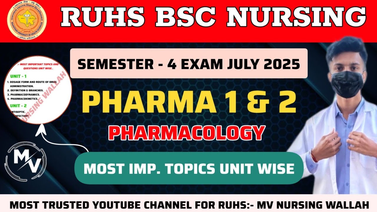 Pharma 1 & Pharma 2 Most Important Topic Unit wise RUHS BSc Nursing 4th Semester | MV NURSING ...