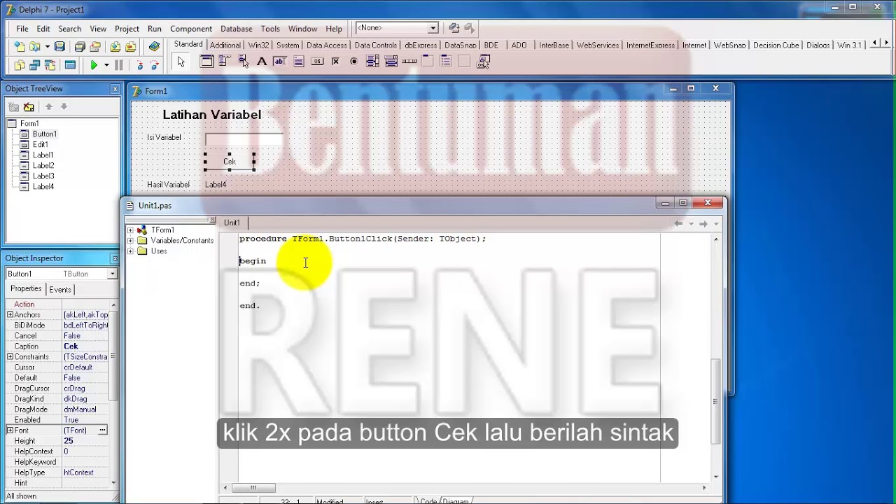 Contoh Variabel pada Delphi 7 - YouTube