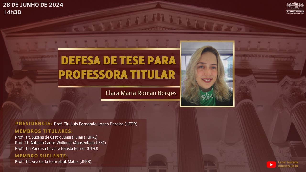 Defesa de Tese para Professora Titular: Clara Maria Roman Borges - YouTube