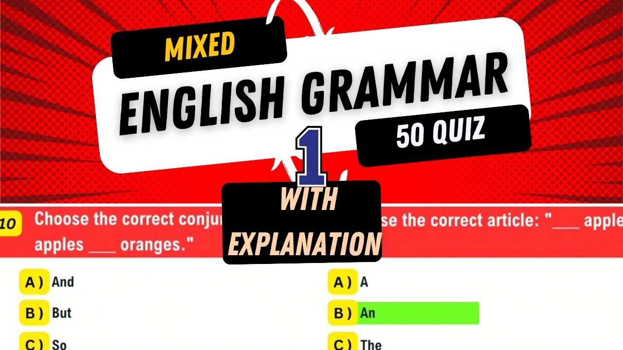 " 50-Question with Explanation English Grammar Quiz " PART 1 - YouTube