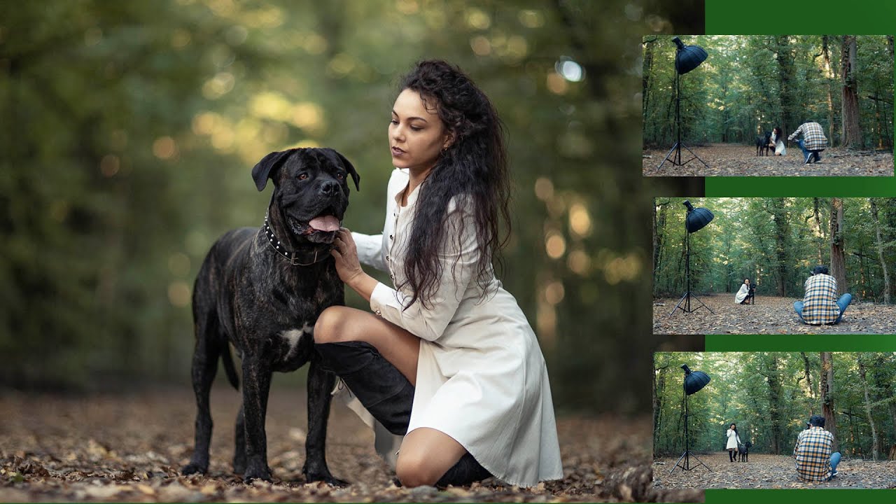 DOG & WOMAN PHOTOGRAPHY WOOD PHOTO SESION FEAT GODOX AD400PRO - YouTube