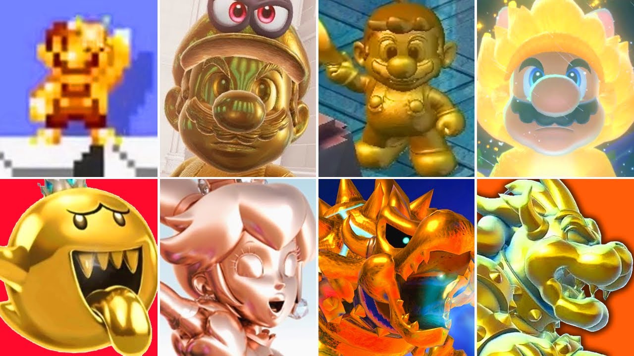 Evolution of Gold Characters in Super Mario Games (1996 - 2024) - YouTube