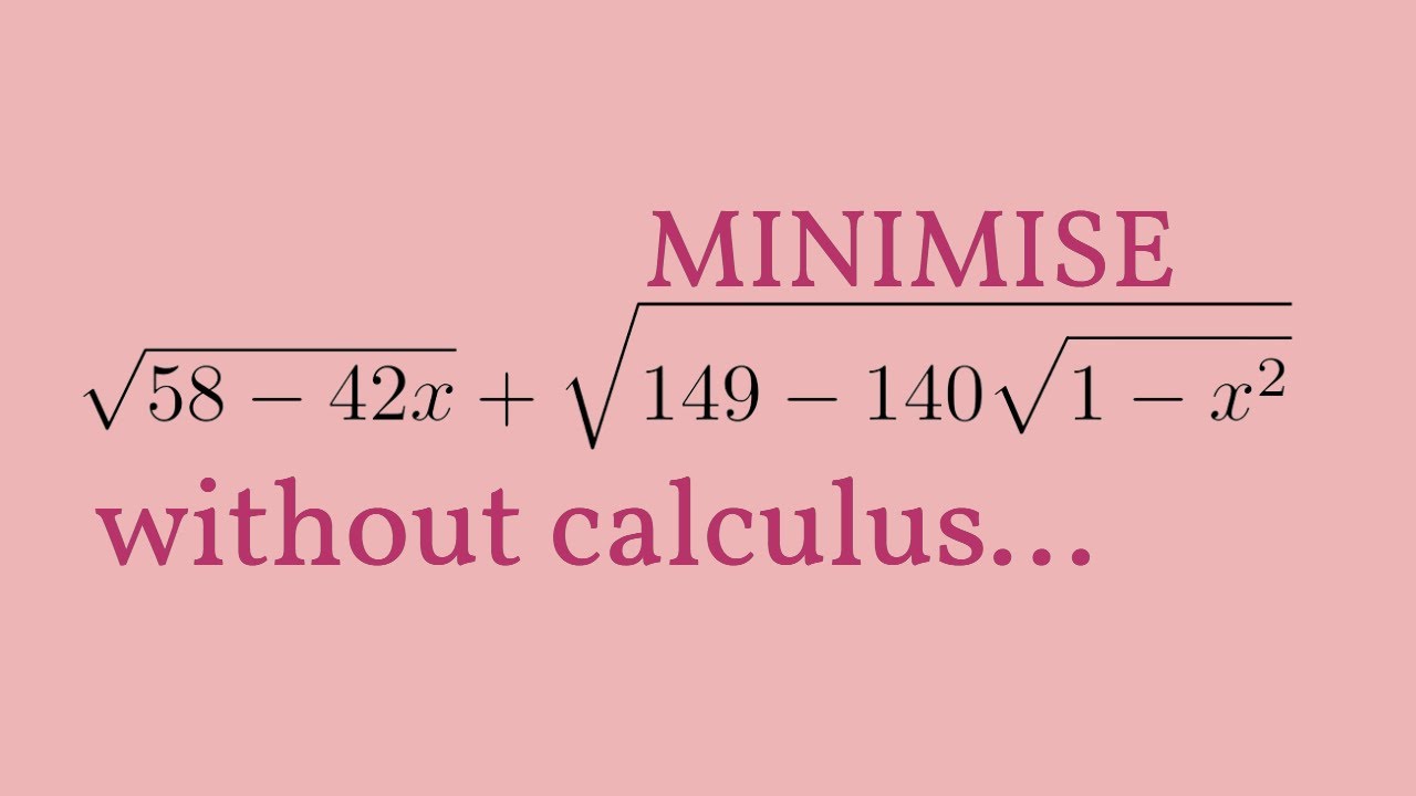 A solution WITHOUT calculus - YouTube