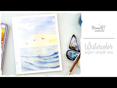 Super simple 5 minute watercolor seascape for beginners - YouTube