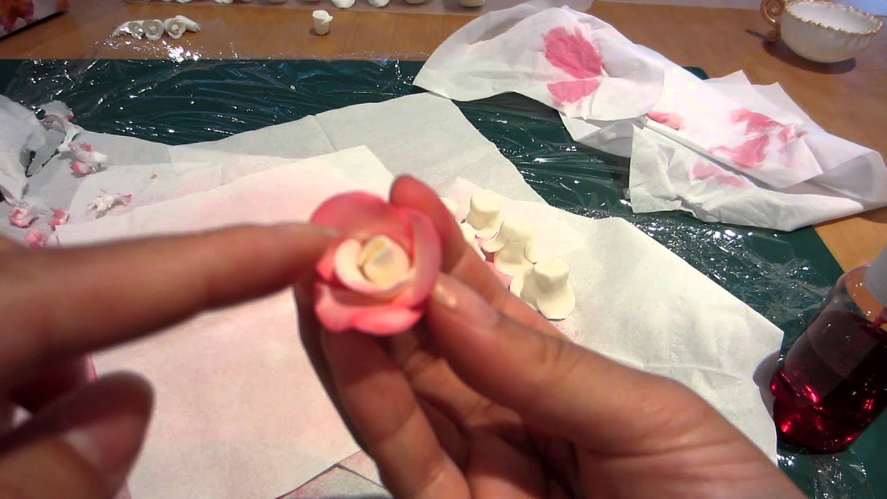 How to Colour Gum Paste Roses Using a Spray Bottle (Part 1 of 3) - YouTube
