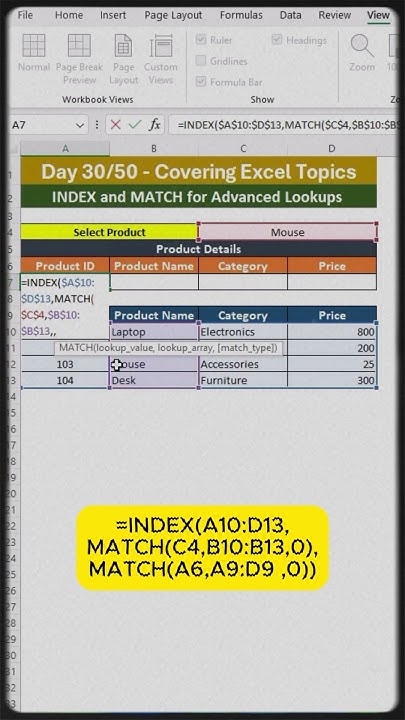 Day 30:Master INDEX & MATCH for Advanced Lookups! 🔍📊 #ExcelTips #ExcelTricks #Shorts - YouTube