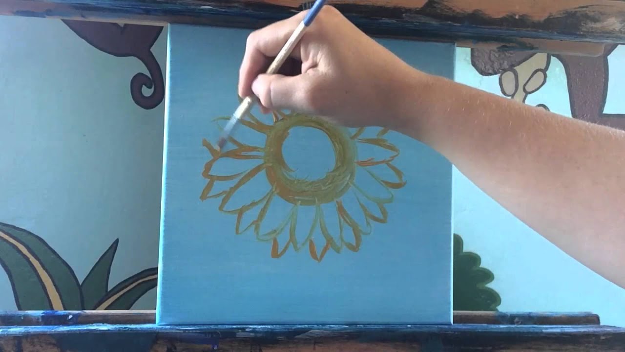 DIY paint this VIBRANT SUNFLOWER with acrylics! - YouTube
