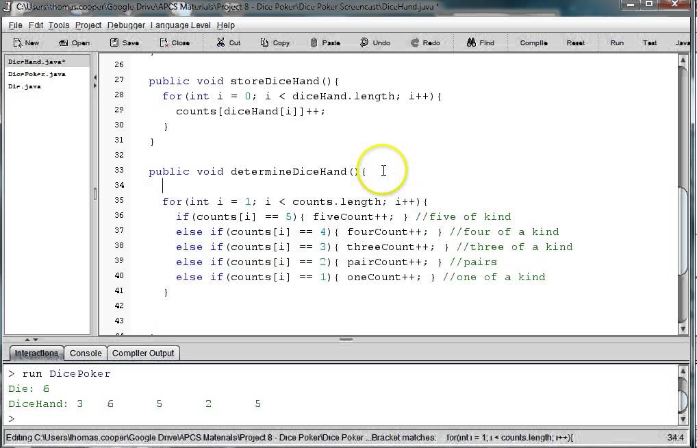 Java Dice Poker Part 4 Dice Hand 3 - YouTube