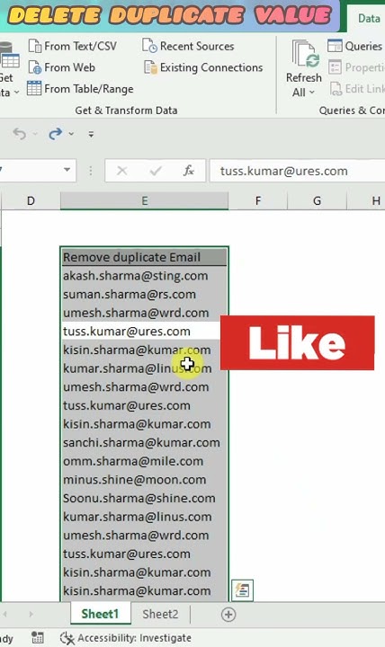 Delete Duplicate value in Excel #shorts #shortsvideo #Exceltips#Exceltrick#Duplicate value ...
