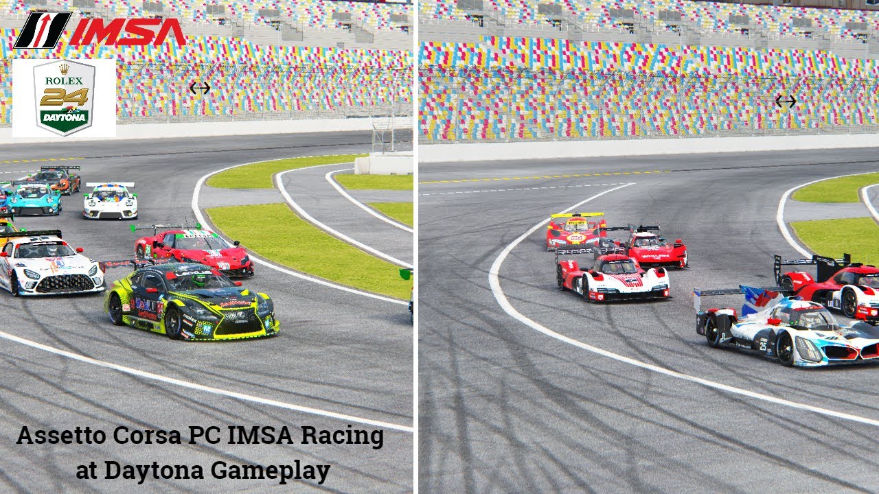 Assetto Corsa PC IMSA Racing at Daytona Gameplay - YouTube