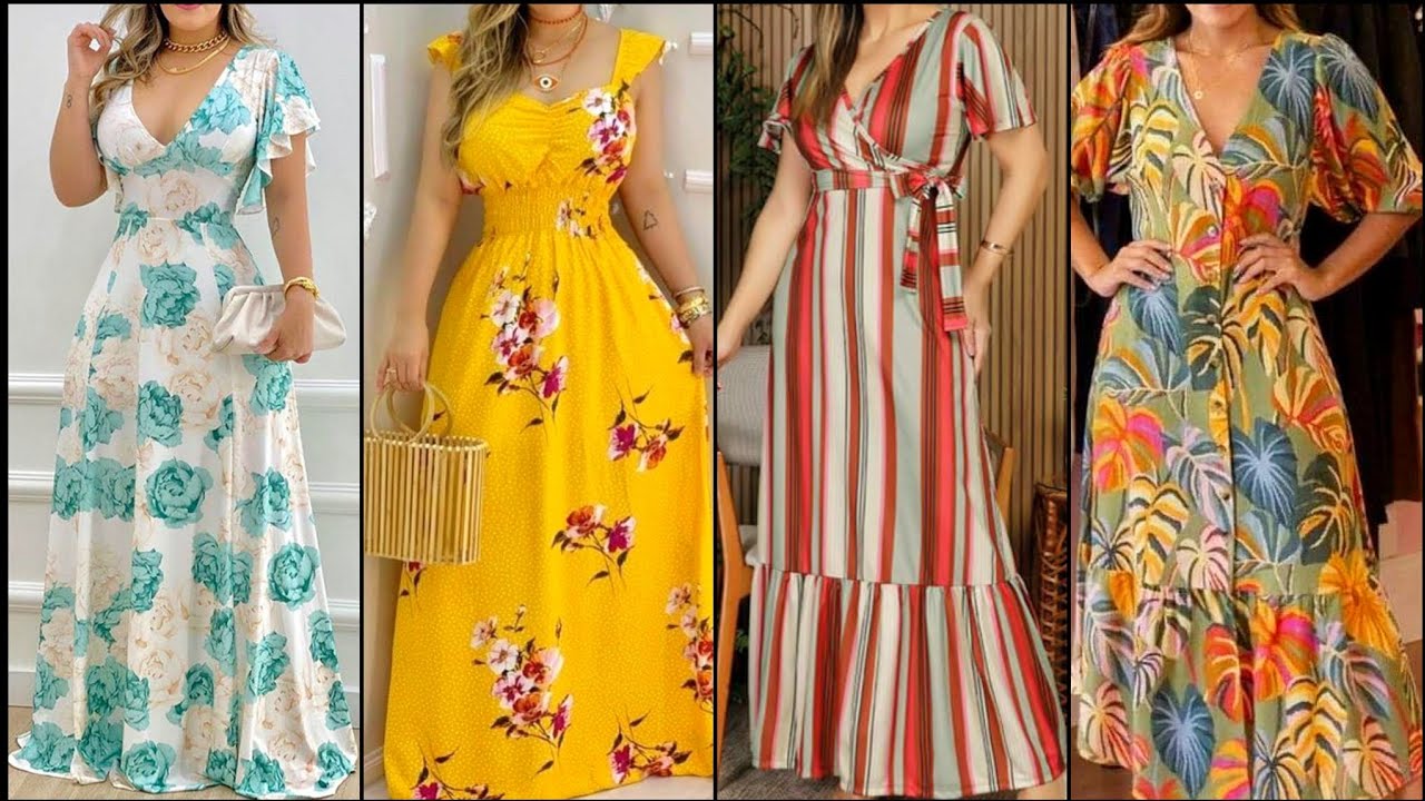 Floral Print Long Maxi Designs latest summer maxi dress designs long ...