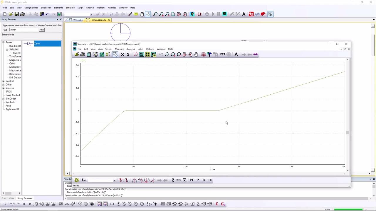 Como simular o modelo spice do diodo zener no PSIM - YouTube