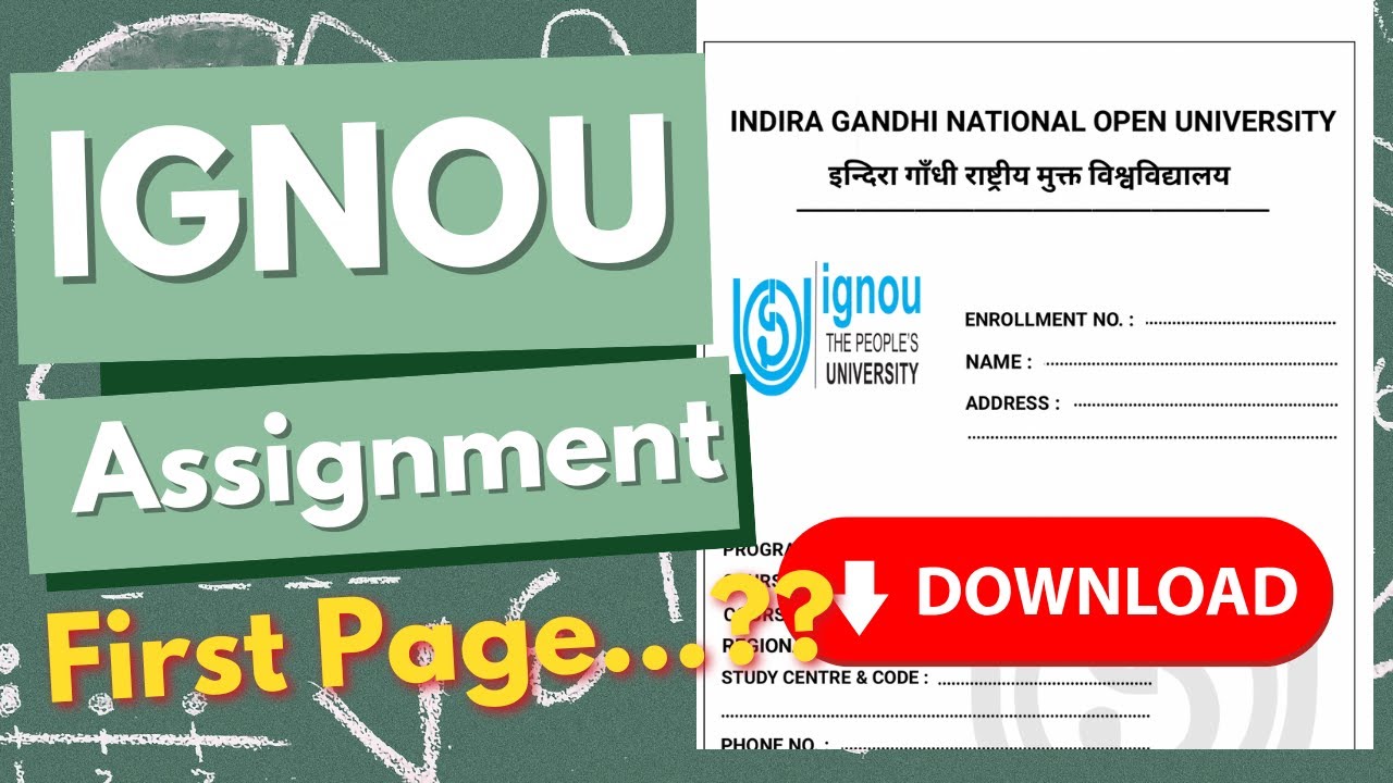 ignou assignment front page - YouTube