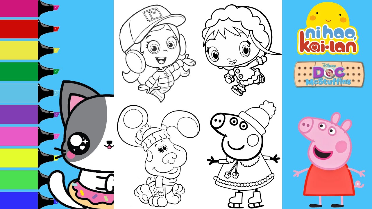Winter Fun Coloring Book Compilation Bubble Guppies Peppa Pig Blue's ...