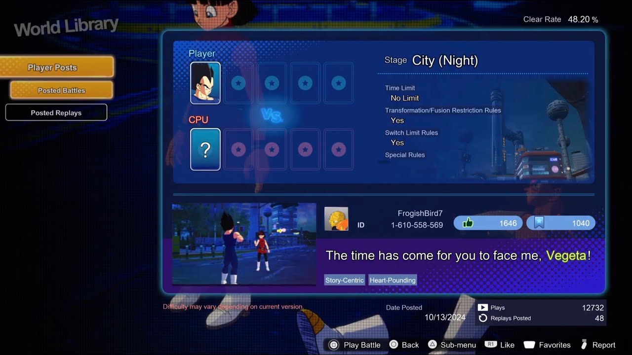DRAGON BALL: Sparking! ZERO Custom Battle, World Library, Time has come ...