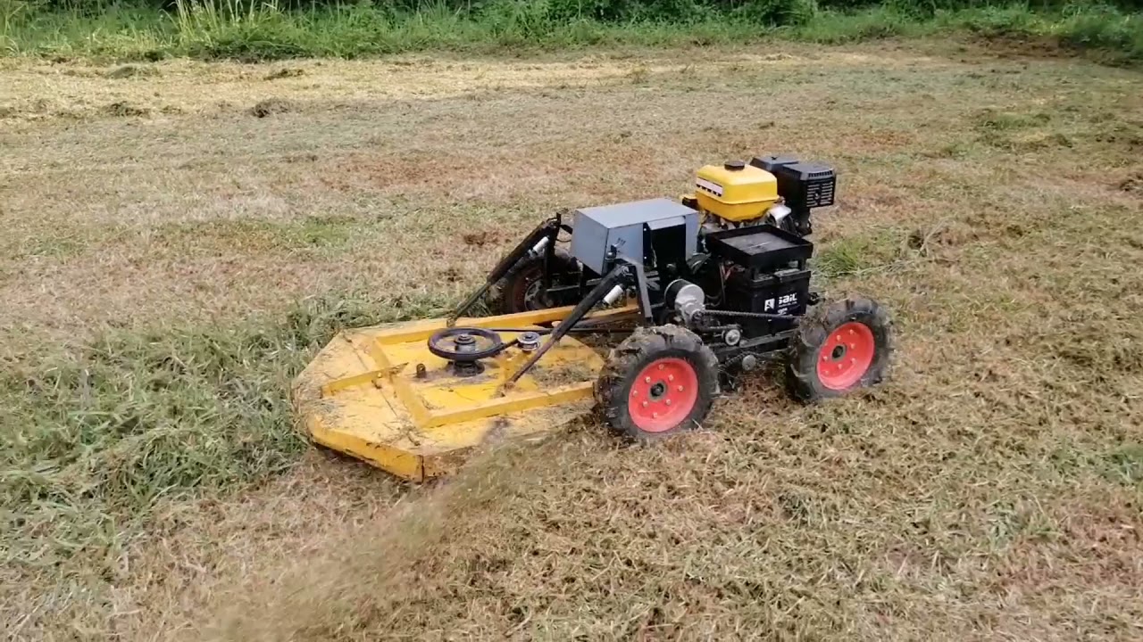 Mesin potong rumput remote control (lawn mower) 16hp 4x4 - YouTube