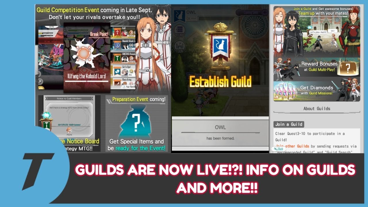 Guilds Are LIVE!?!? How To Join My Guild: OWL!! [SAO Memory Defrag ...