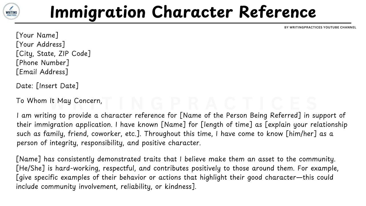 What To Write In A Character Reference Letter For Immigration What To Write In A Character Reference Letter For Immigration