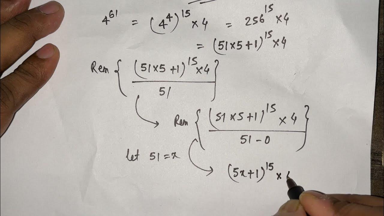 What is the Remainder when 4^61 is divided by 51 | Polynomial Remainder ...