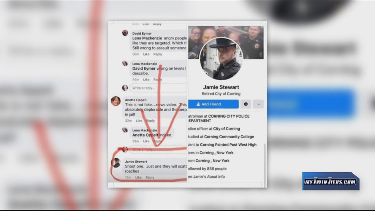 Former Corning Police Officer underfire for comments on social media - YouTube
