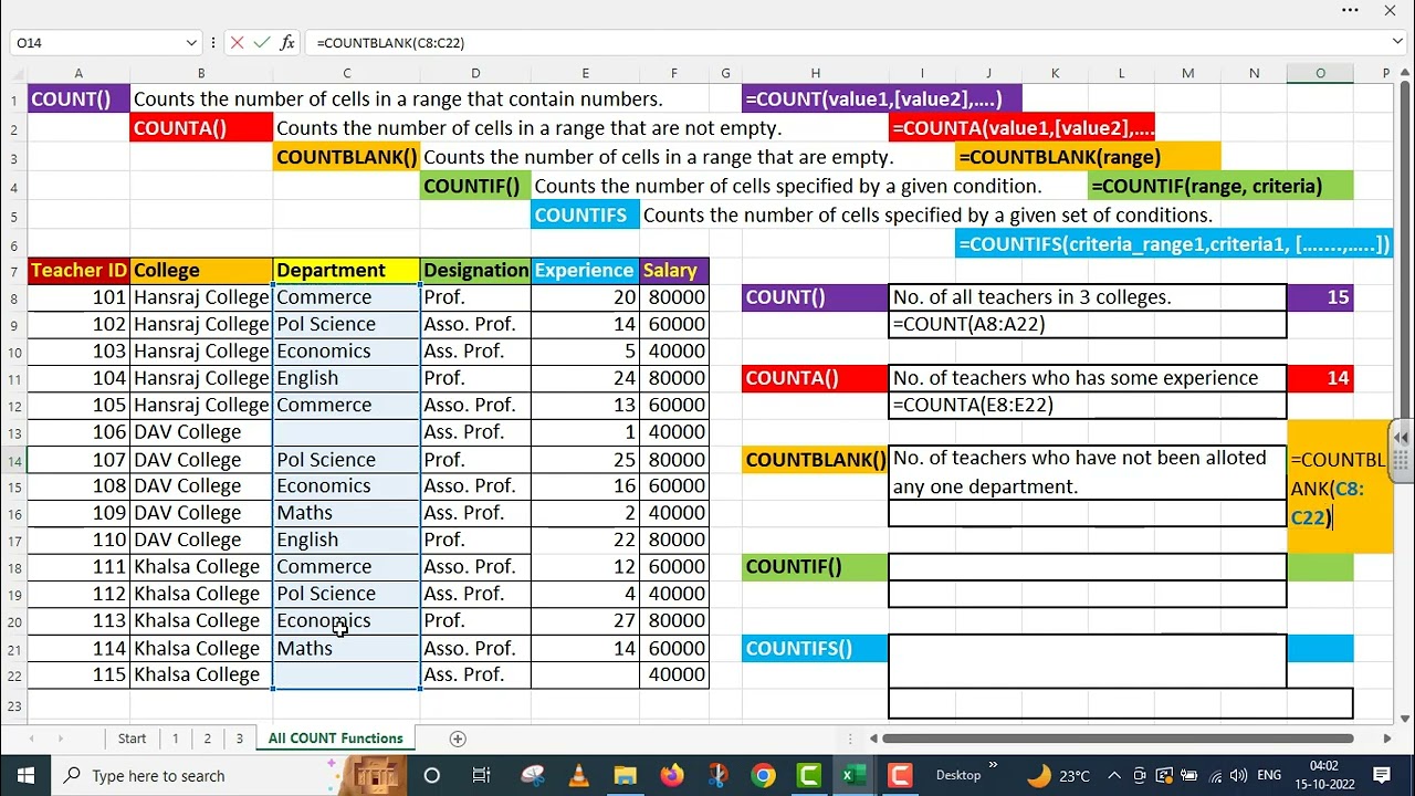 COUNT COUNTA COUNTBLANK COUNTIF And COUNTIFS Functions YouTube COUNT COUNTA COUNTBLANK COUNTIF And COUNTIFS Functions YouTube