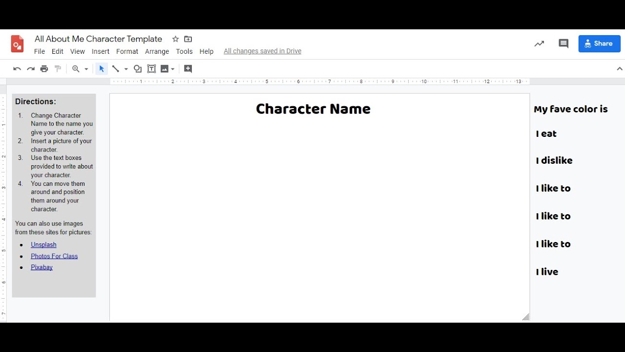 All About Me Character Template How To Video - YouTube