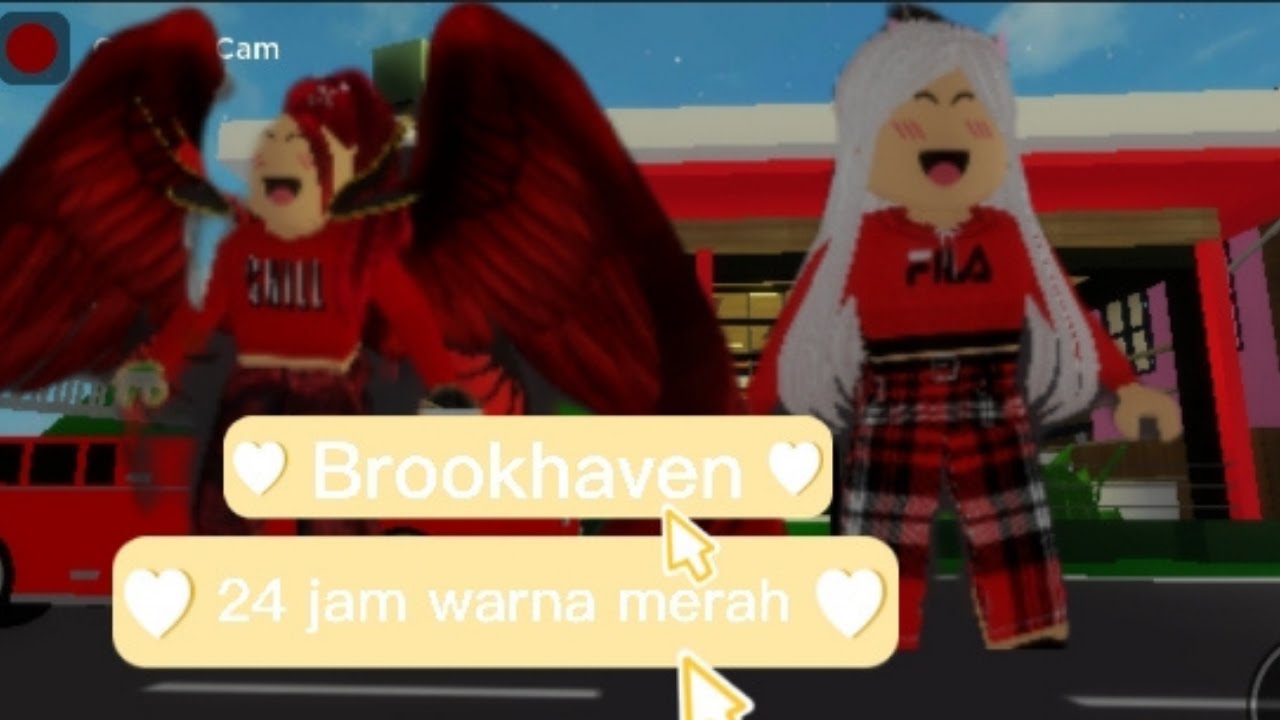 24 JAM WARNA MERAH ROBLOX BROOKHAVEN - YouTube