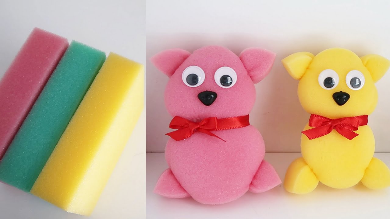 🐻 Making a teddy bear from a Dish Sponge - DIY - YouTube