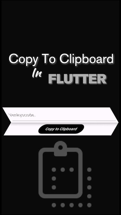 Copy to Clipboard in flutter | Fluttersome | Venkyscode | Flutter | Copy text - YouTube